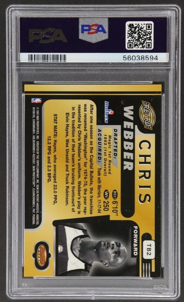 1996 Bowmans Best CHRIS WEBBER Retro # TB2 PSA 9 LOW POP | eBay