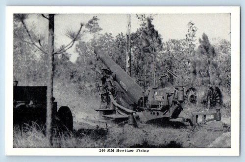 WWII Postcard 240 MM Howitzer Firing Military Solider c1940's Unposted ...