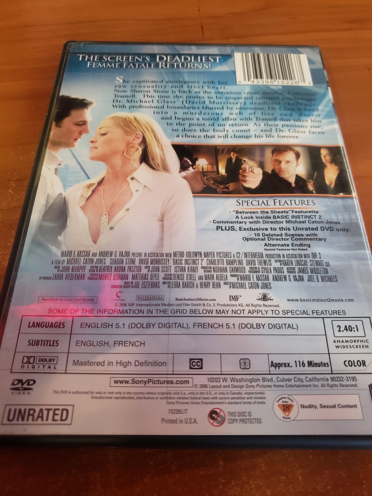 Basic Instinct 2 (DVD, 2006, Widescreen, Unrated) Sharon Stone ...