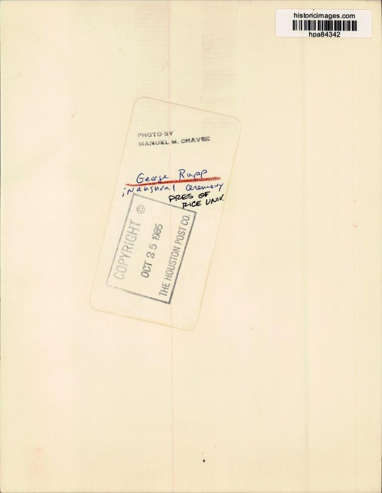 1985 Press Photo Rice University President George Rupp at inaugural ...