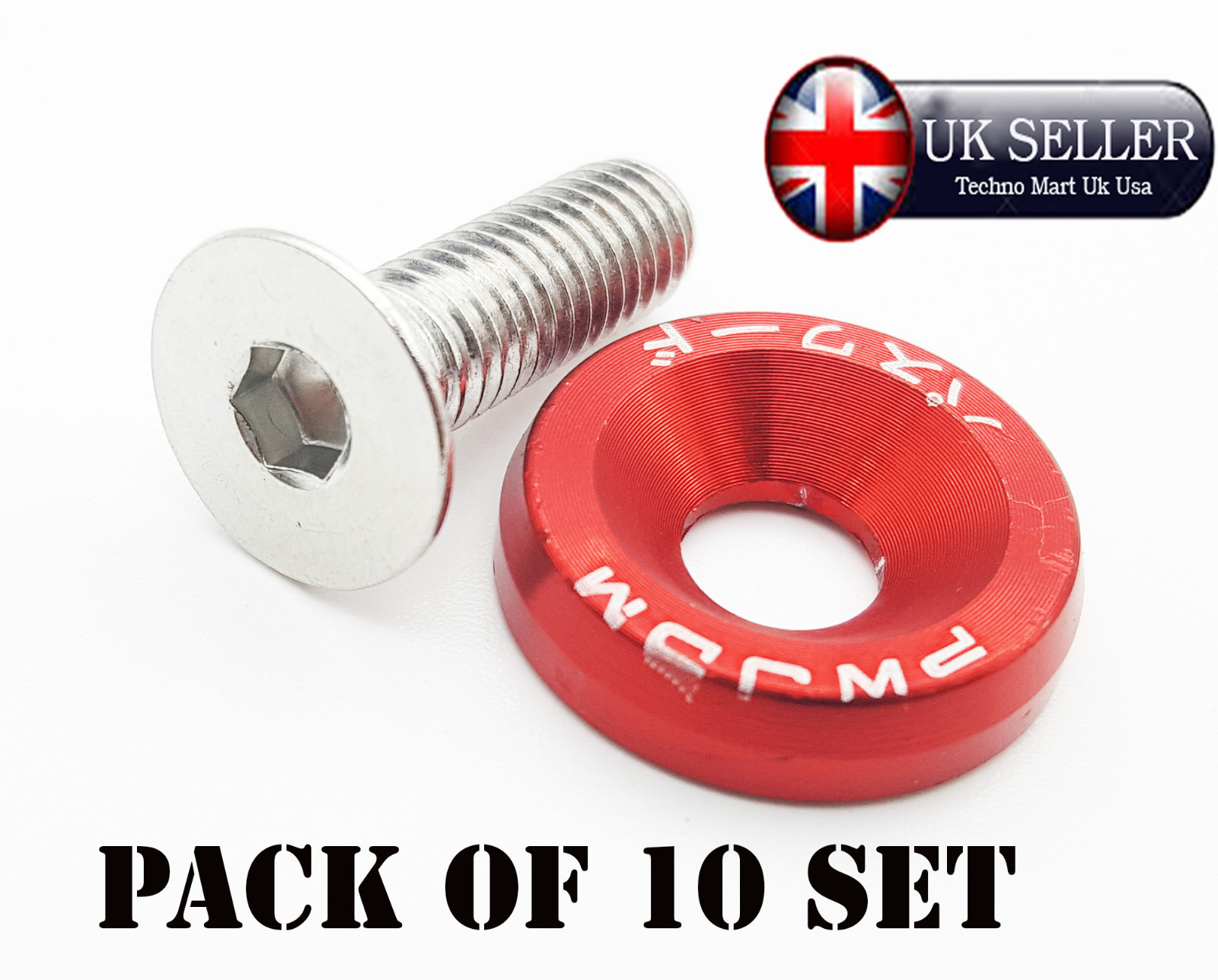 M6 Counter Sunk Washers Bolt RED COLOR CNC Aluminum Fastener Engine Kit ...