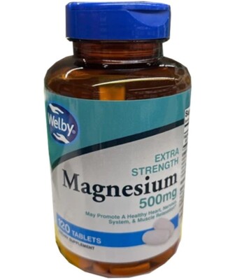 Welby Magnesium Supplements / Vitamins- 500 MG (120 Tablets) Exp08/2027 ...