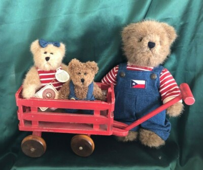 BOYDS PLUSH BEAR - SET OF FOUR - HUCK, MANDY & ZACH (WITH WAGON) | eBay