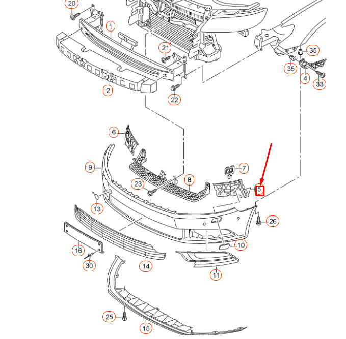 Volkswagen CC Front Bumper Right Guide Piece 3C8807178A NEW OEM | eBay ...
