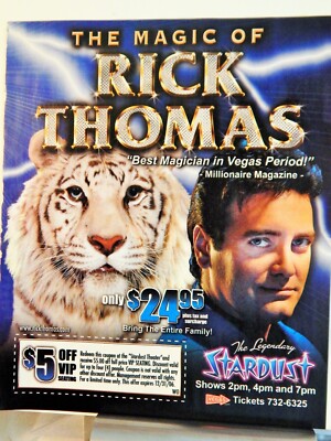 RICK THOMAS MAGIC SHOW STARDUST HOTEL LAS VEGAS VTG 2006 ADVERTISEMENT ...