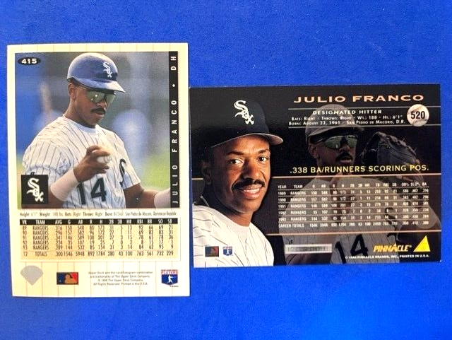 MLB - Julio Franco 1994 Upper Deck CC Silver Signature & 1994 Pinnacle ...
