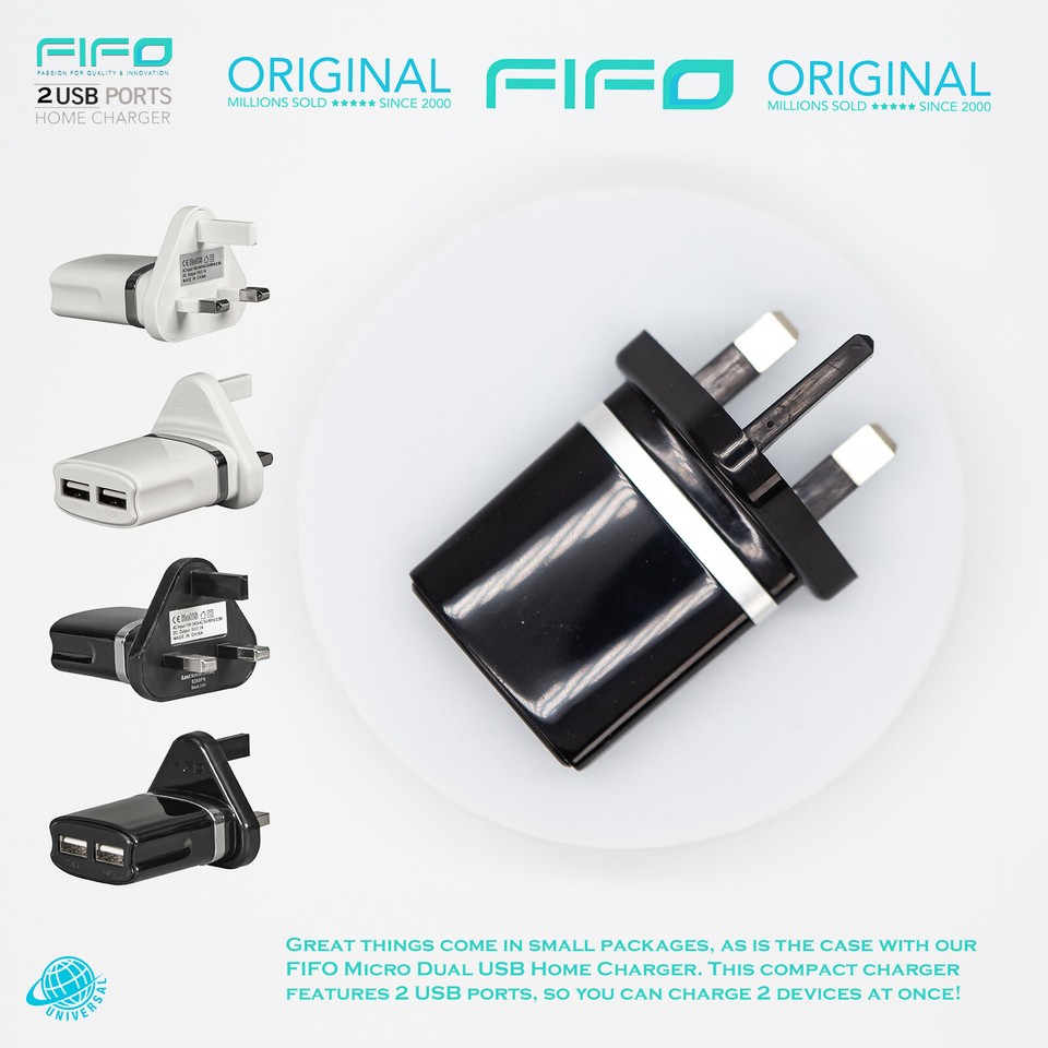 Home Charger Mains USB 3 Pin UK Wall Plug Adapter Charging for Phones ...