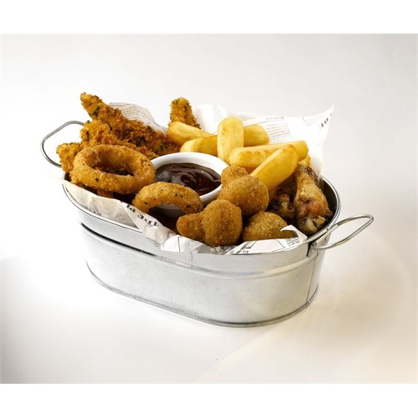 Galvanised Steel, Serving Buckets, Fast Food, Starters, Chips 23X15X7CM ...