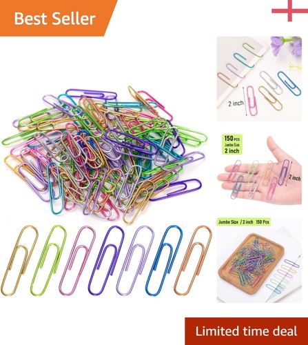 Easy Access 150 Pcs Jumbo Paper Clips - 2 Inch Assorted Colors in ...