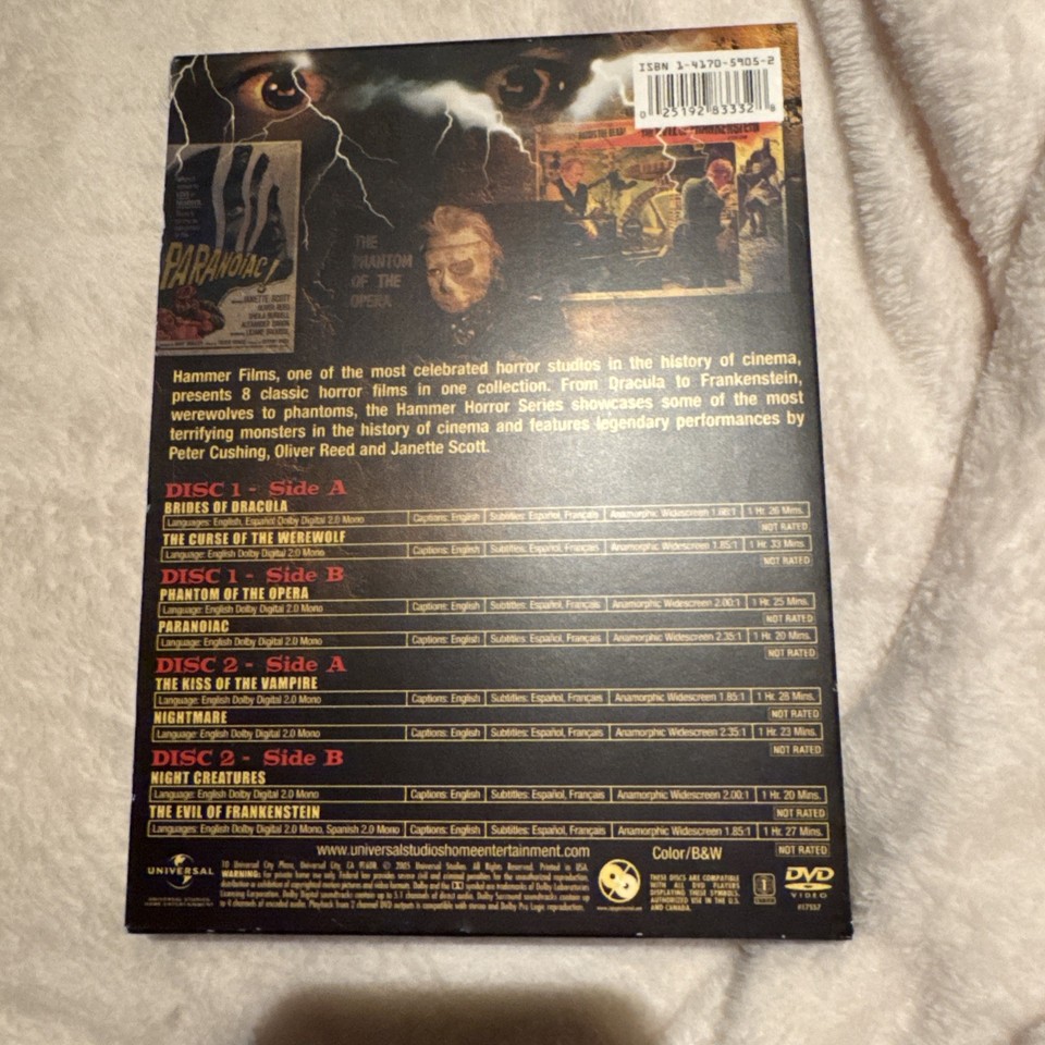 Hammer Horror Series (Universal DVD set) The Franchise Collection | eBay