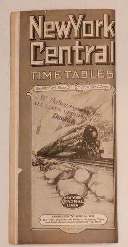 New York Central 1928 Public System Timetable - 6-24-1928 | eBay