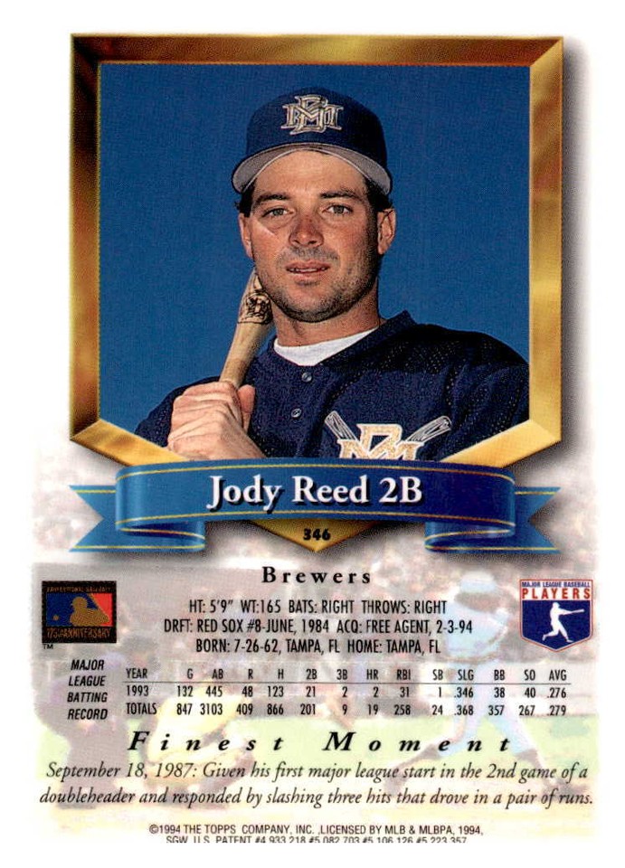 1994 Finest Jody Reed 346 | eBay