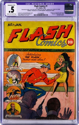 Flash Comics #1 CGC .5 (Rest) Jan 1940 - 1st Appearances of THE FLASH ...