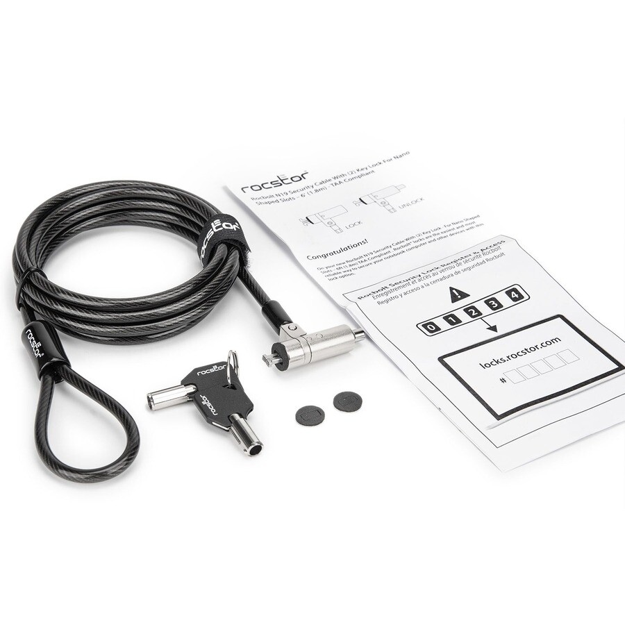 Rocstor N19 Security Cable Lock For Nano-Shaped Slots - (2) Keys - TAA ...