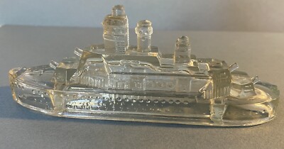 Vintage Clear Glass Ship boat Candy Container Paperweight | eBay