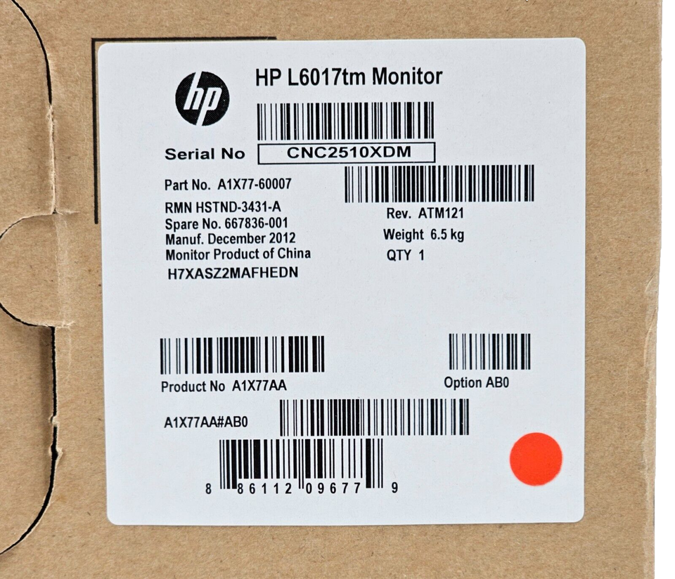 HP L6017tm 17" LED Retail BackLit Touch Monitor A1X77AA - Open Box | eBay