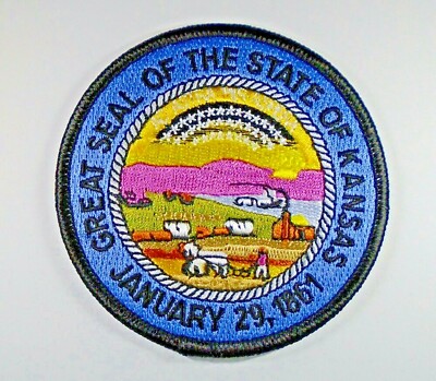 KANSAS STATE SEAL EMBROIDERED PATCH 3" - NEW | eBay