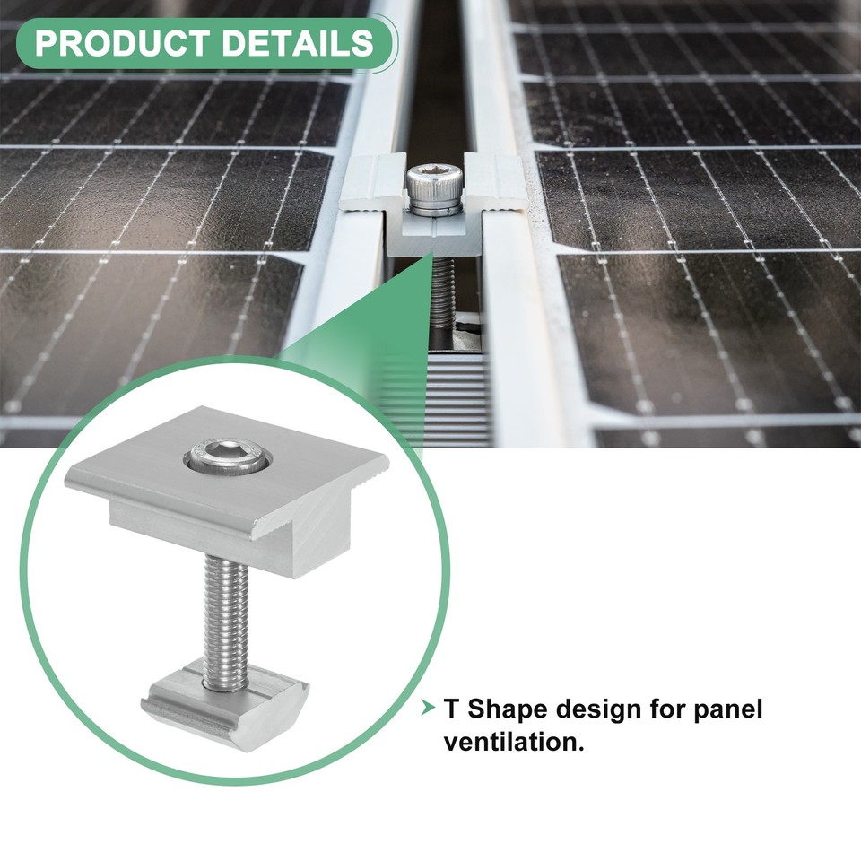 12pcs Solar Panel Mount Mid Clamps t Clips 35mm Aluminum for RVs White ...