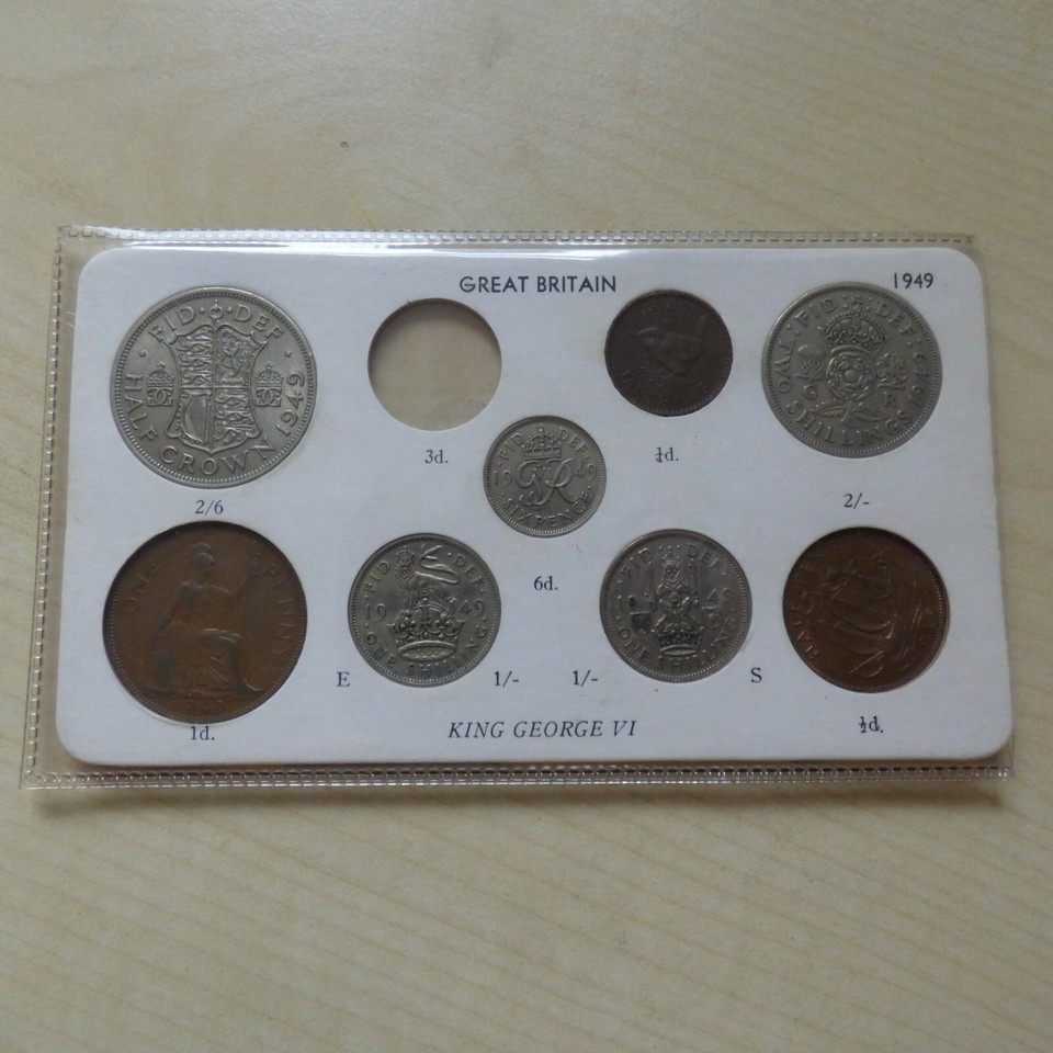 Coin Year Set Display Cards Half Crown Pennies Farthing Choose from ...