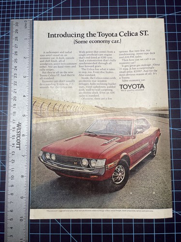 1971 Toyota Celica ST Red Racetrack Vintage Print Ad 1970s Magazine ...