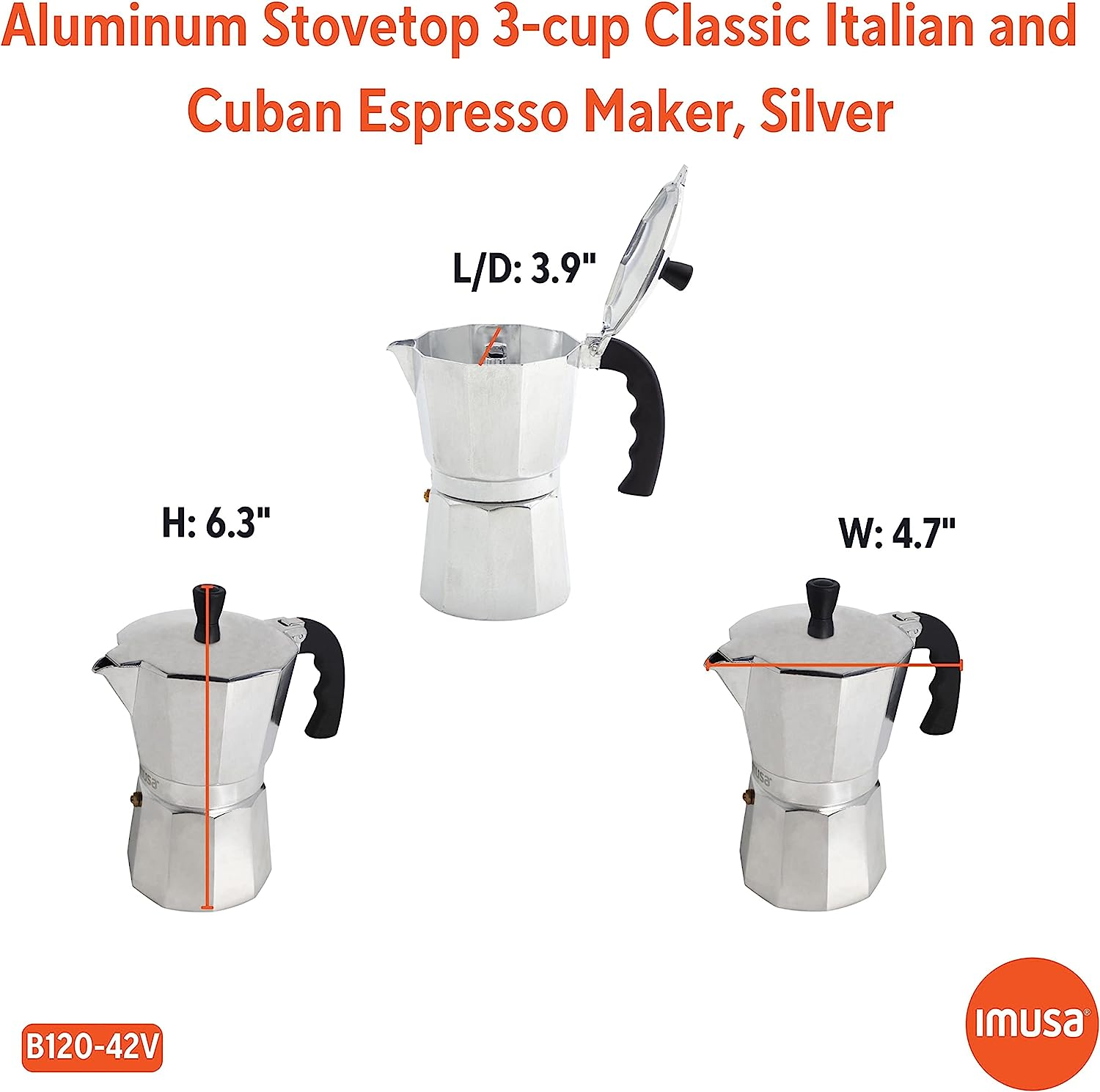 Aluminum Vintage Espresso Stovetop Coffee Maker 3-Cup, Silver K-Cup Pod ...