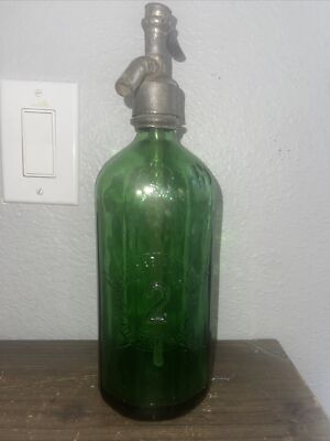 VERY RARE Button Lead Head Green Sifon Syphon Soda Seltzer Bottle No 2 ...