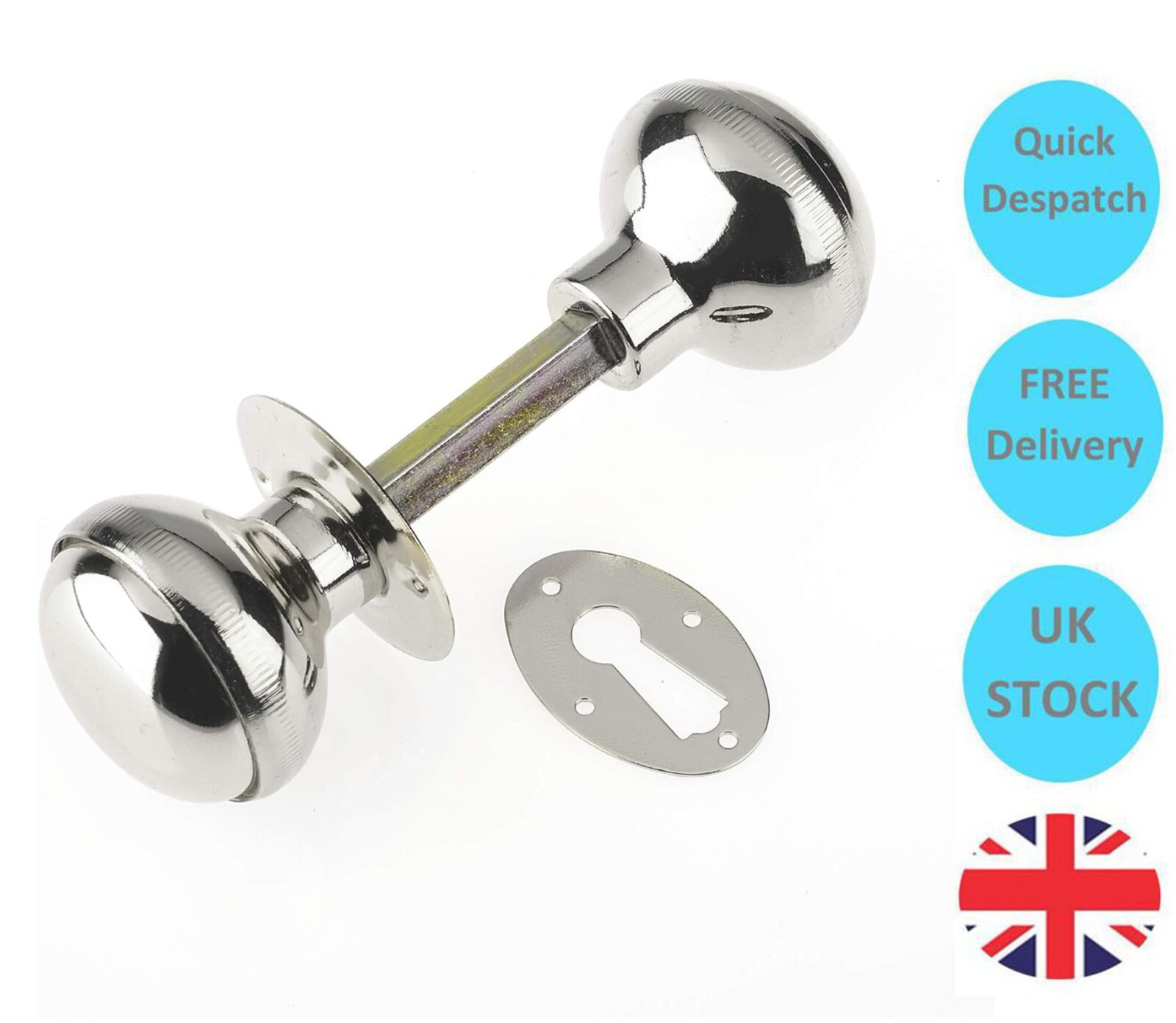 Rim Sash Lock & Door Knob Set/Pack Brass Chrome Satin 140x75mm +42mm ...