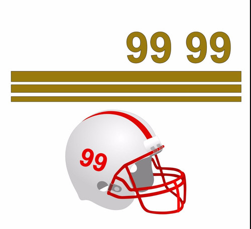 Football Helmet Stripe and Number Vinyl Decal Set - Select Color | eBay