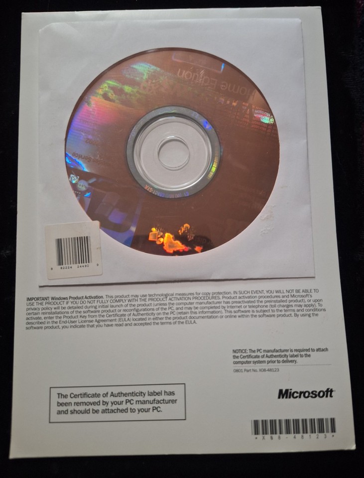 Microsoft WINDOWS XP Home Edition 2002 Includes Service Pack 2 (No ...