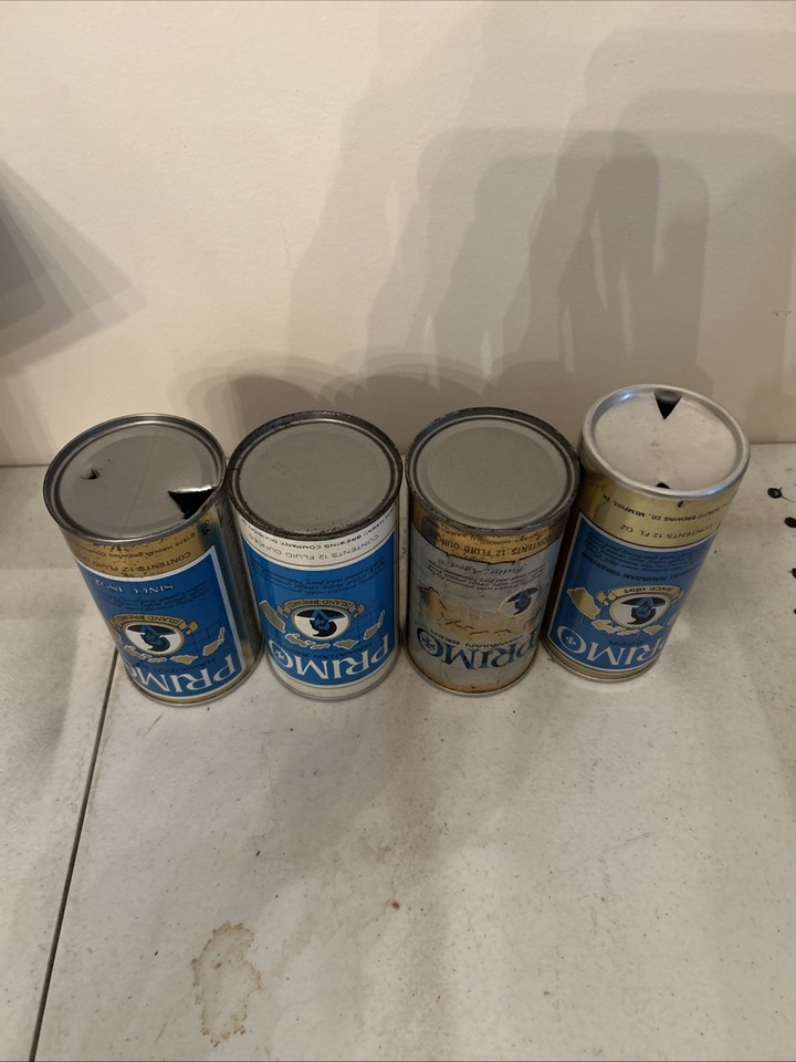 Lot Of 4 1970s-1980s PRIMO BEER EMPTY OPENED 12 OZ PULL TAB BEER CANS ...