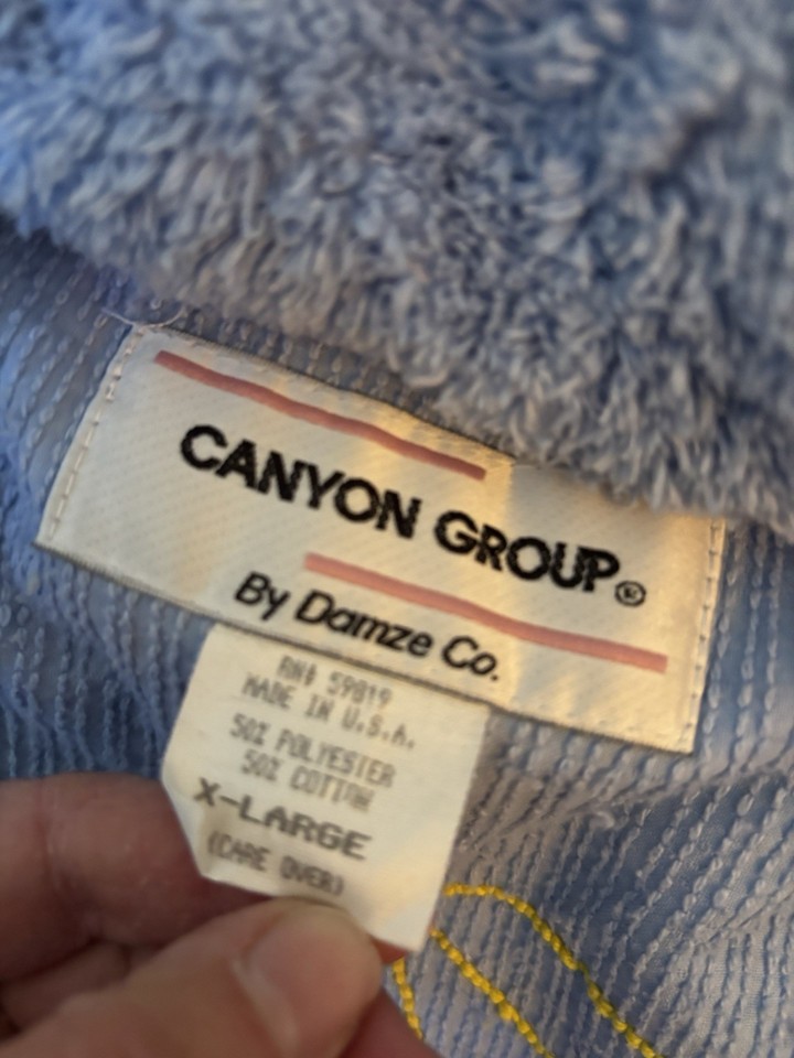 Vintage Canyon Group Robe Full Zip Blue Martini Olives Pockets Chenille ...