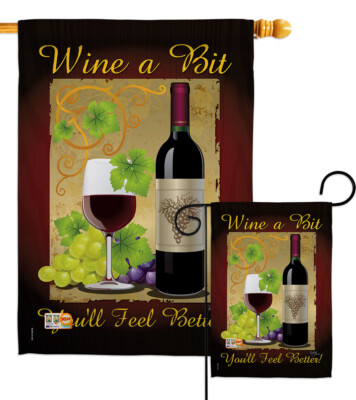 Wine A Bit Red You'Ll Feel Better Grape Garden House Yard Flag | eBay