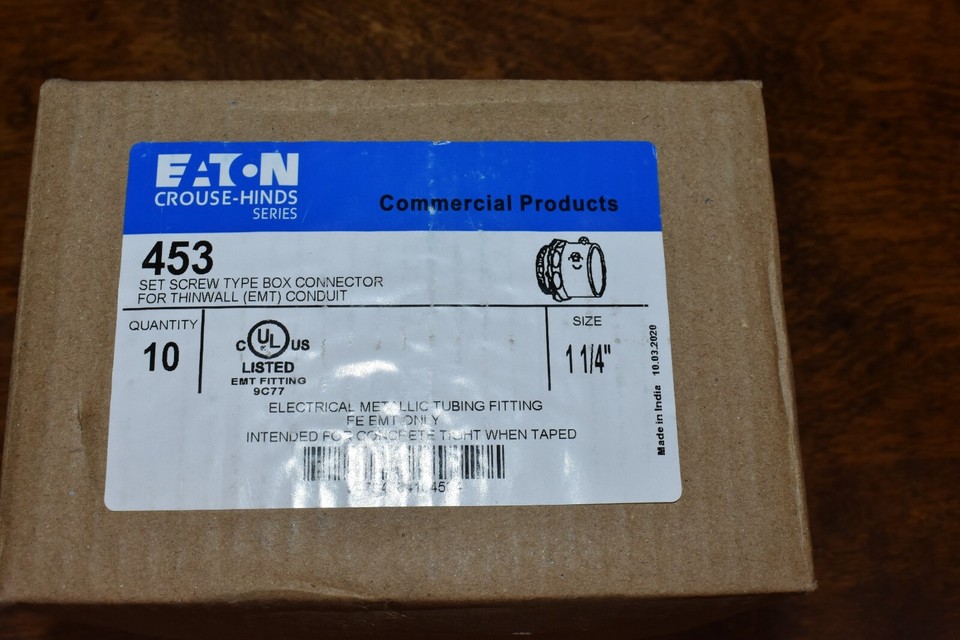 2 New in Box Packs of 10(20 Total) Eaton 453 1 1/4" Set Screw Type Box ...