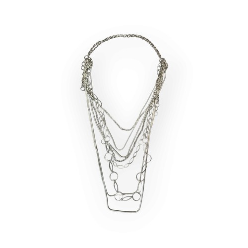 Silver-tone Mixed Chain Multistrand Layered Necklace Cascade Fashion ...