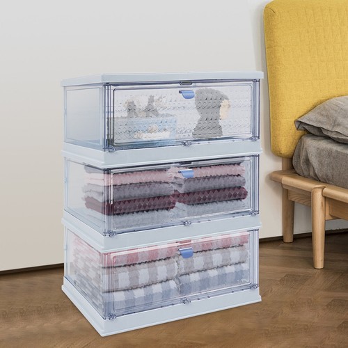Foldable Storage Cabinet, 3-tier Storage Cabinet, Folding Storage Bins ...