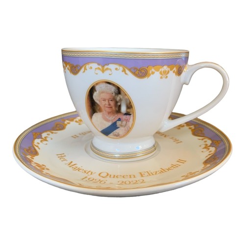 Teacup and Saucer Fine China Her Majesty Queen Elizabeth II 1926-2022 ...