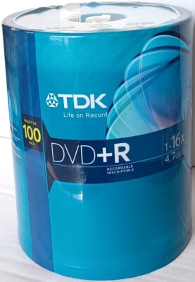 NEW TDK DVD + R Recordable 1-16x 4.7GB 100 PACK Spindle Sealed Blank | eBay