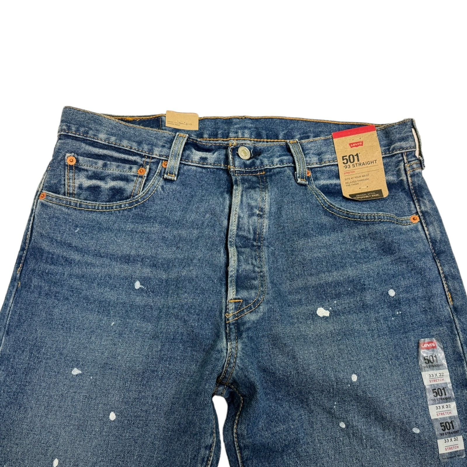 Levi's 501 Men's Blue Denim Jeans Straight Leg Button Fly Distressed ...