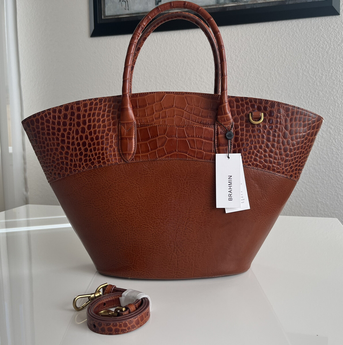 BRAHMIN Mira Butterscotch Laurence Tote Bag+ Free Bag Charm NWT | eBay