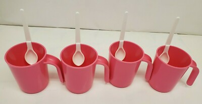 TUPPERWARE PINK Coffee Mugs Stacking Cups ~ #7686 W/Spoons Set of 4 | eBay