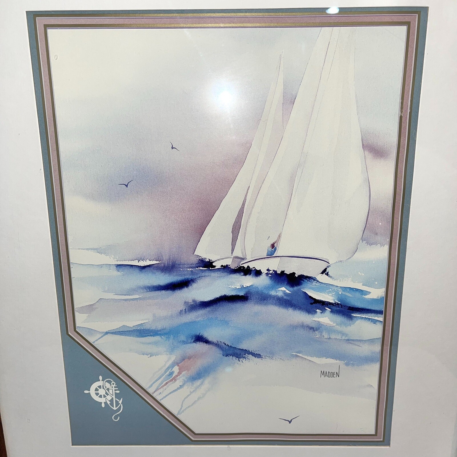 Terry Madden Print Of Watercolor Painting Artwork Sailboat Framed | eBay