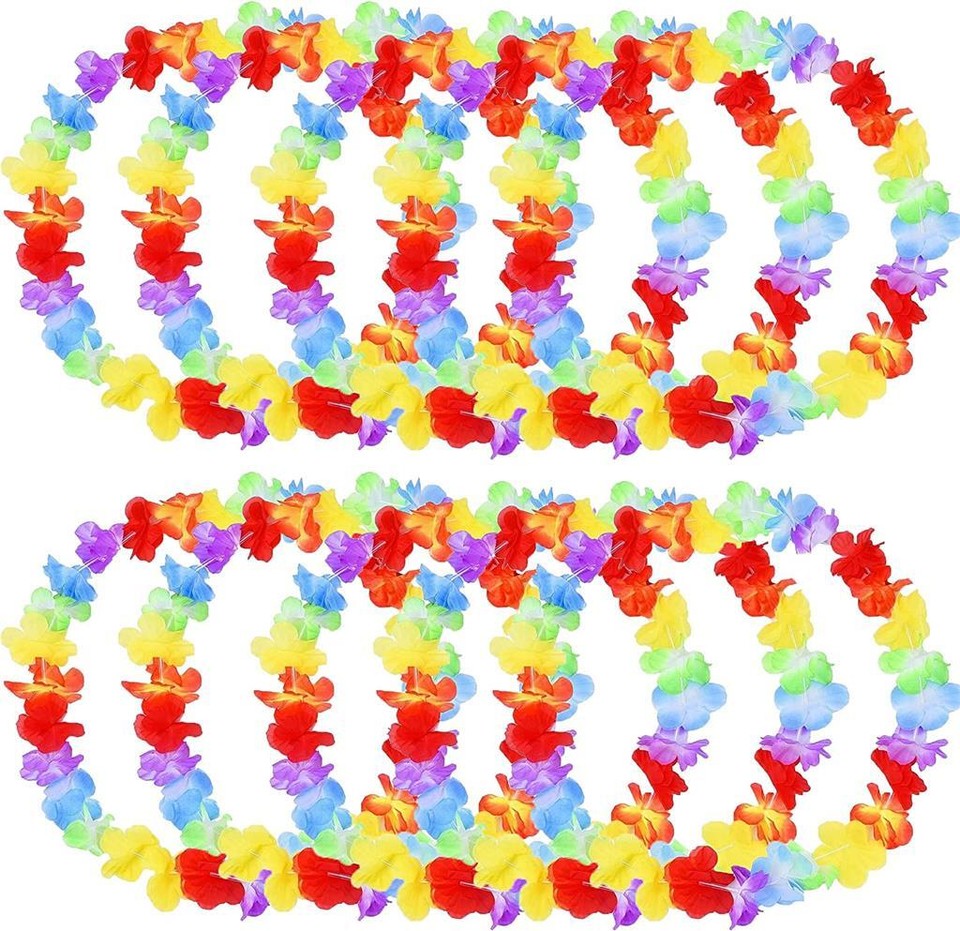6,12,24,48 HAWAIIAN LEI HULA ALOHA HAWAII HEN STAG FLOWER GARLAND PARTY ...