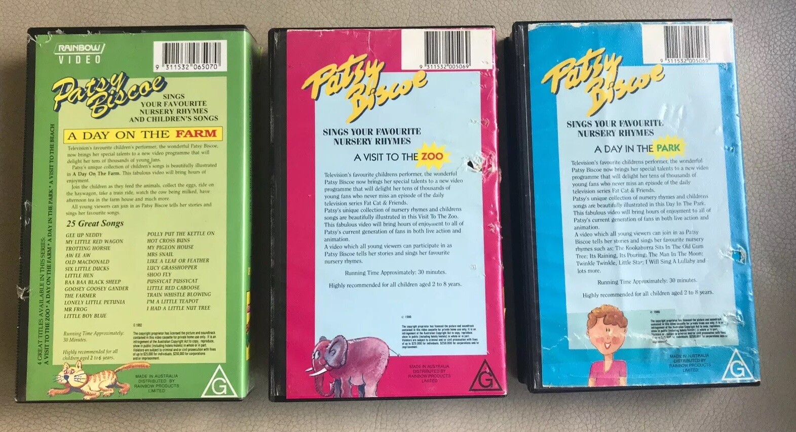 x3 Vintage PATSY BISCOE VHS PAL Videos Day on the Farm, Visit to the ...