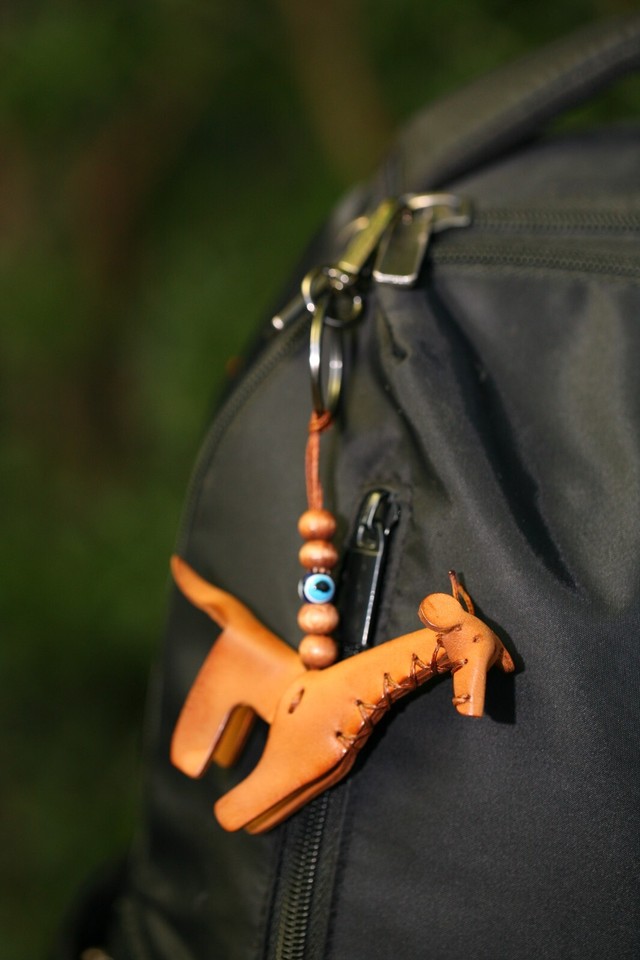 Leather Giraffe Keychain, Charm for Women's Purse & Bags | Handmade ...