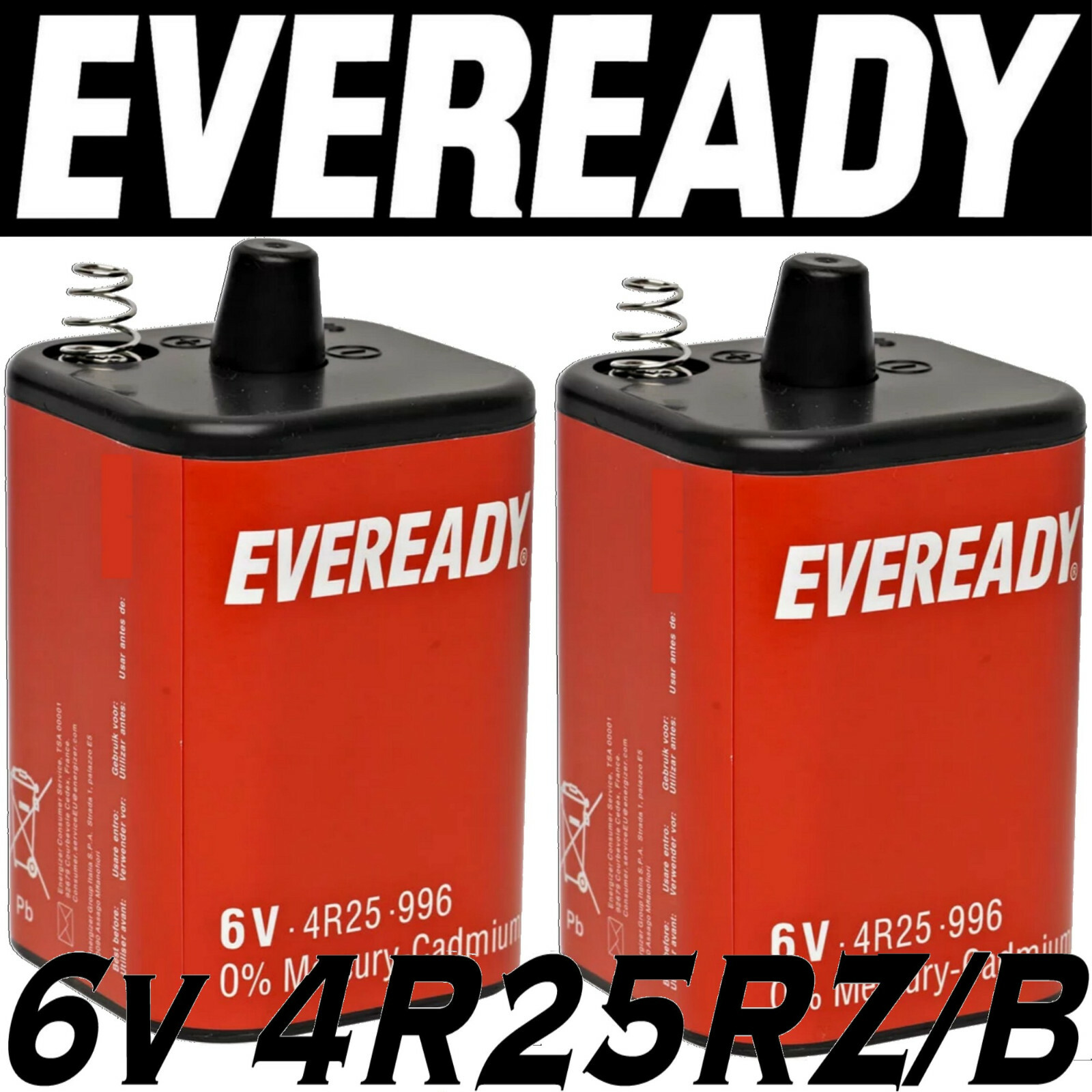 2x EVEREADY 4R25 6V Battery 6 Volt 996 PJ996 430 908 908S Lantern 4R25X ...