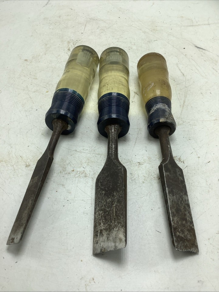 Lot Of 3 Vintage Sears Craftsman Wood Chisels USA WF 36804 36822 36824 ...