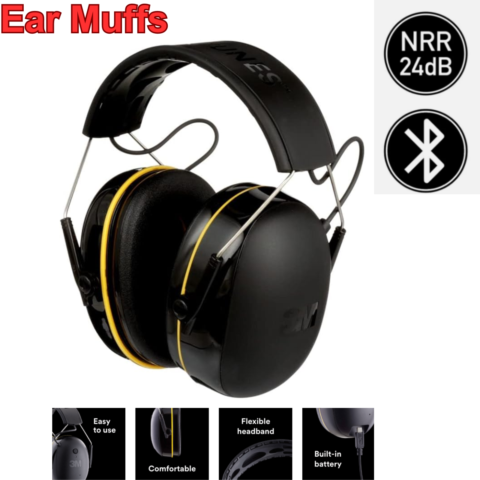 WorkTunes Wireless Bluetooth Hearing Protection Ear Muffs Protector ...