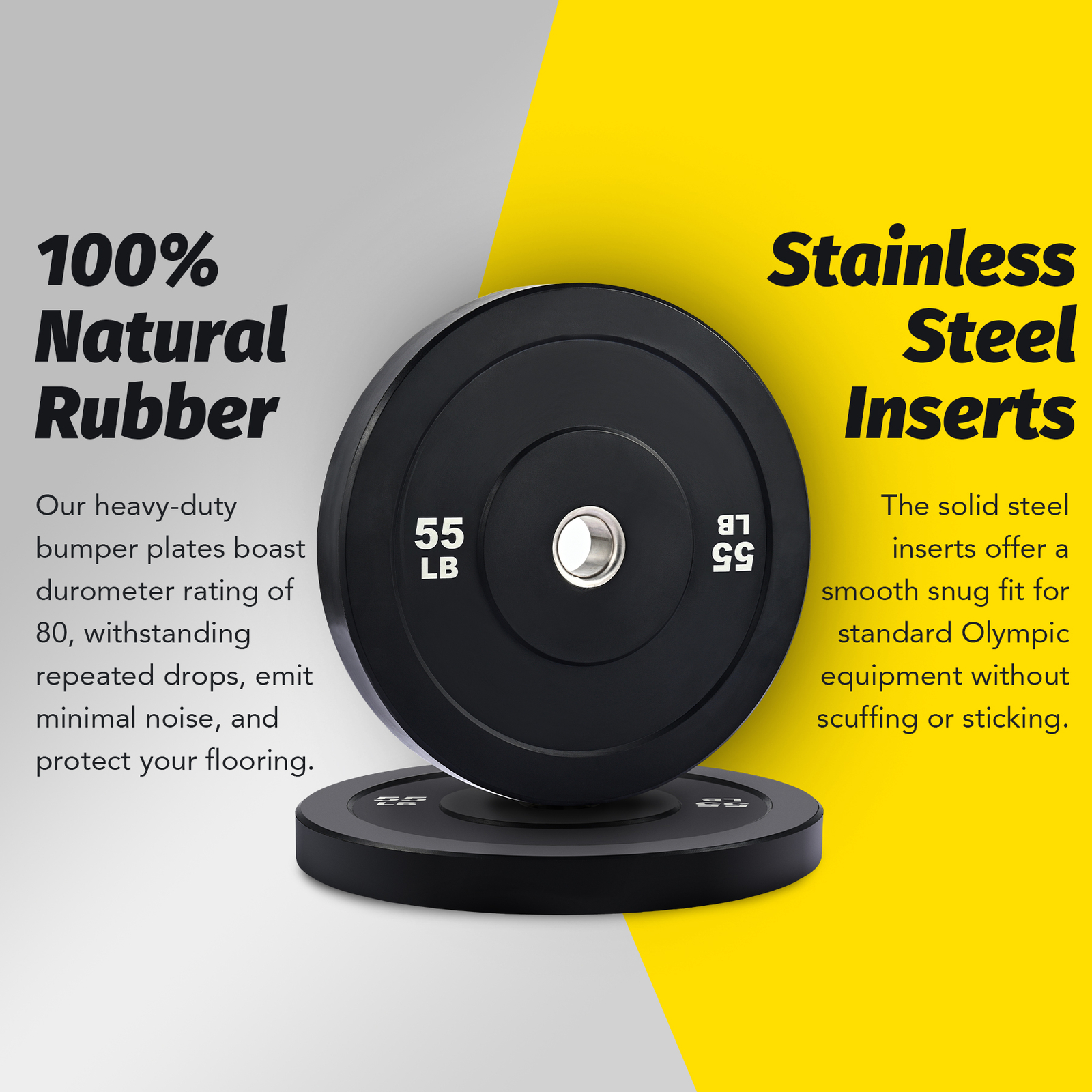 55lb Weight Plates Twin Olympic Bumper Plates for 2" Sleeve Bars & More ...