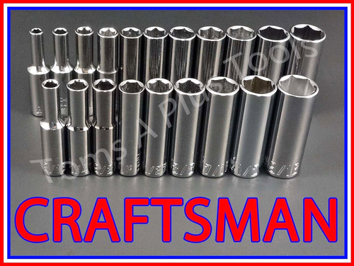 CRAFTSMAN HAND TOOLS 20pc Deep 1/4 SAE METRIC MM 6pt ratchet wrench ...