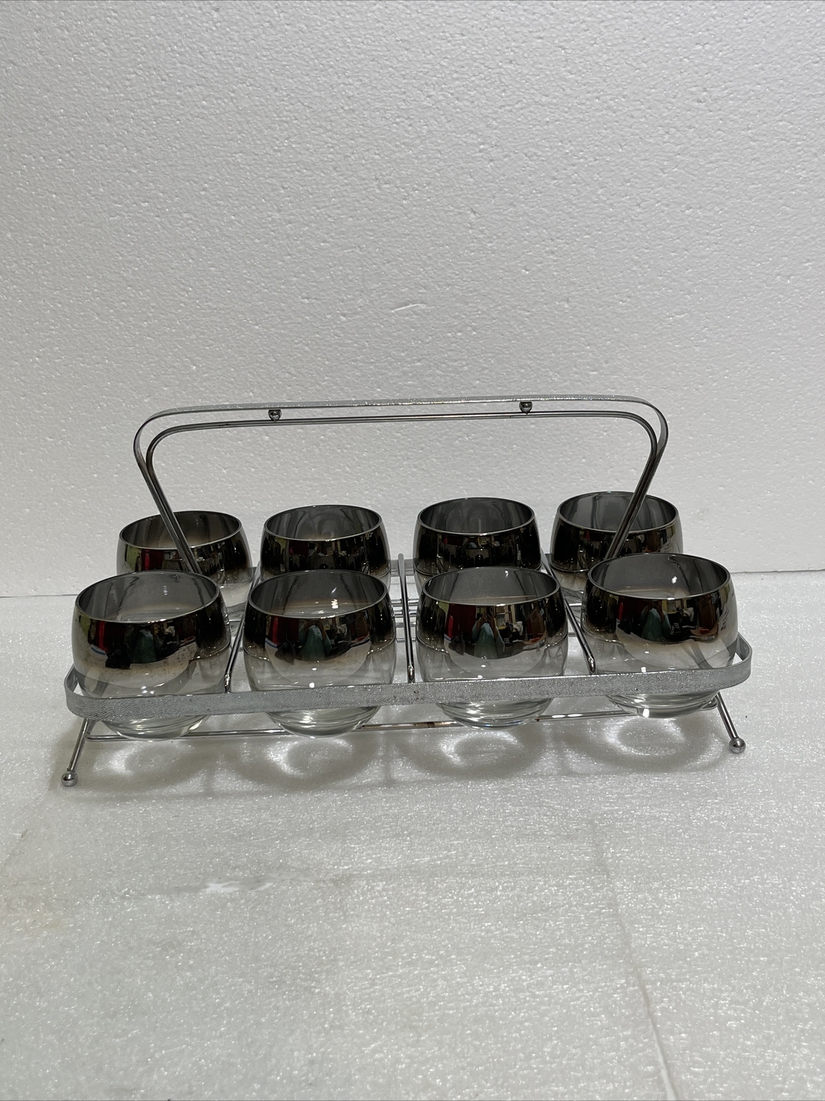 Vintage Dorothy Thorpe Style Silver Stripe 8 Piece Roly Poly Set MCM ...